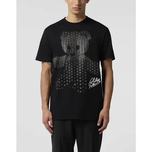 Philipp Plein Round Neck T-shirt Teddy Strass Teddy Bear - Black