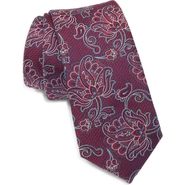 Nordstrom Shane Paisley Silk Tie - Burgundy