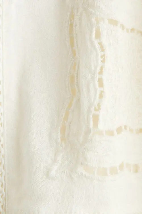 H&m Linen-blend Shorts With Eyelet Embroidery