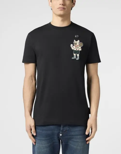 Philipp Plein Round Neck T-shirt New York Tennis Patch - Black