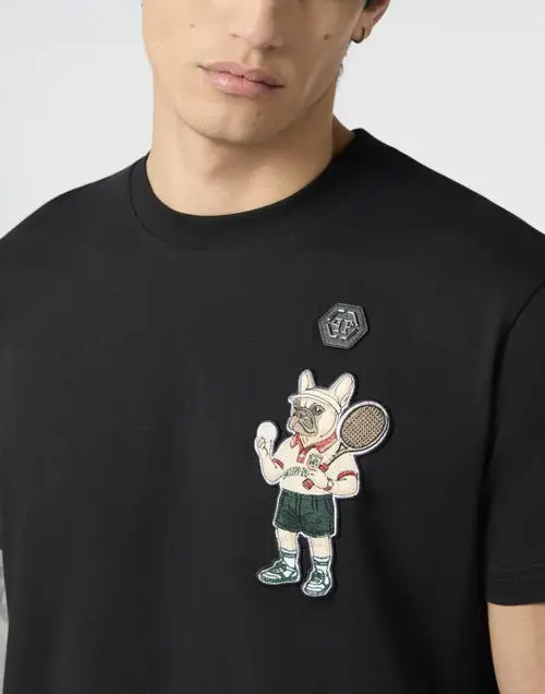 Philipp Plein Round Neck T-shirt New York Tennis Patch - Black