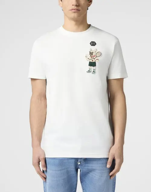 Philipp Plein Round Neck T-shirt New York Tennis Patch - Offwhite