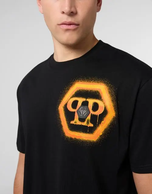 Philipp Plein Round Neck T-shirt Spray Hexagon - Black