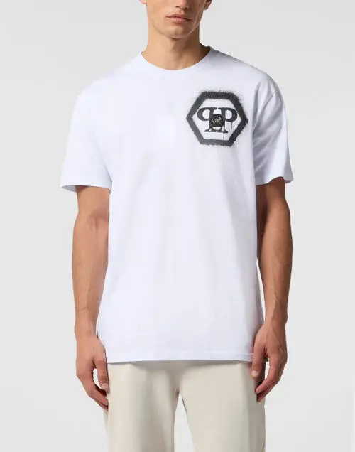 Philipp Plein Round Neck T-shirt Spray Hexagon - White