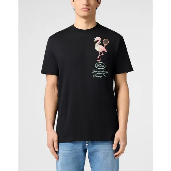 Philipp Plein Round Neck T-shirt Flamingo Tennis Society - Black