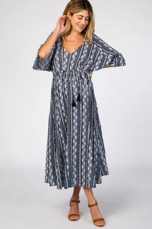 PINKBLUSH Printed V-neck Midi Dress