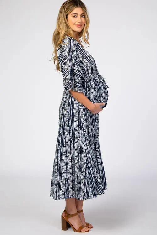 PINKBLUSH Printed V-neck Midi Dress