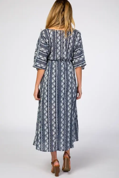PINKBLUSH Printed V-neck Midi Dress