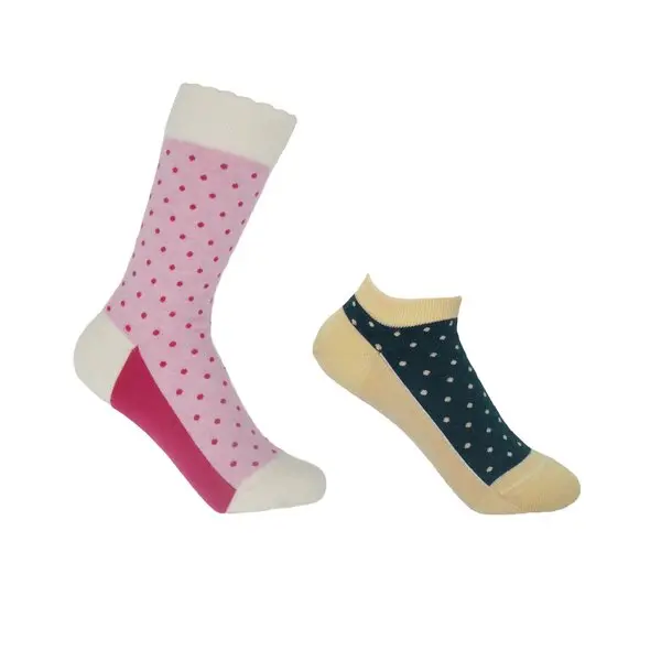 PEPER HAROW - MADE IN ENGLAND Pin Polka Beige & Luxury Crew & Trainer Women’s Socks Bundle - Pink
