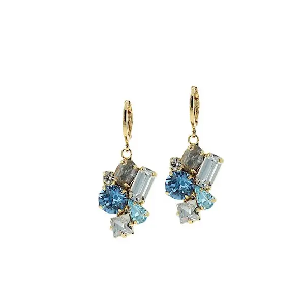 OTAZU Blue / Grey Blue Satin Earhangers Small - Blue/grey