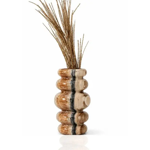 MARLETH Honey Onyx Sculptural Vase - Black