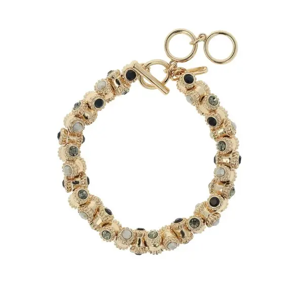 OTAZU Gold / Black Vintage Barrel Bracelet Jet Black Gold - Gold/black