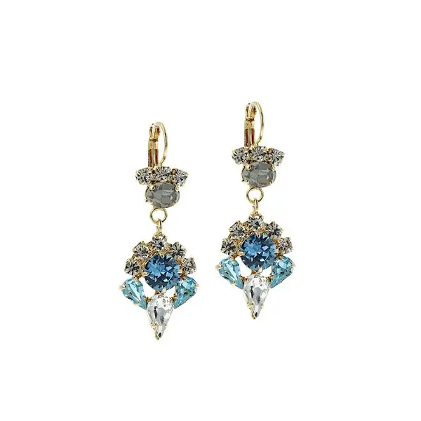 OTAZU Blue / Grey Blue Satin Earhangers Big - Blue/grey