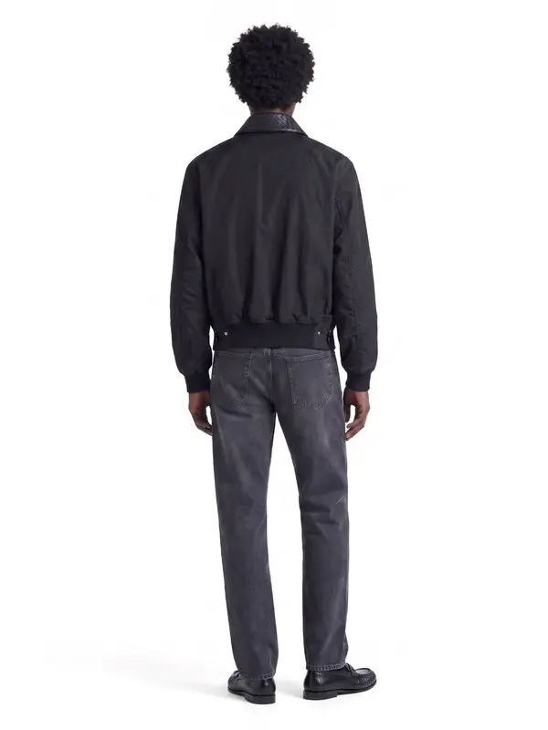 Bottega Veneta Nylon And Cotton Jacket With Woven Lambskin Collar