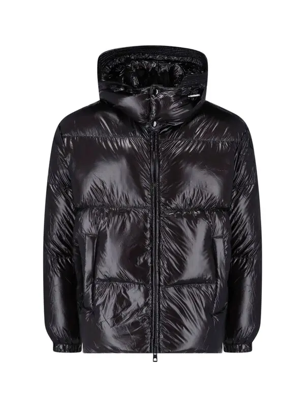DIESEL® Down Jacket "w Rolfys" With Removable Hood And Logo Embroidery - Black