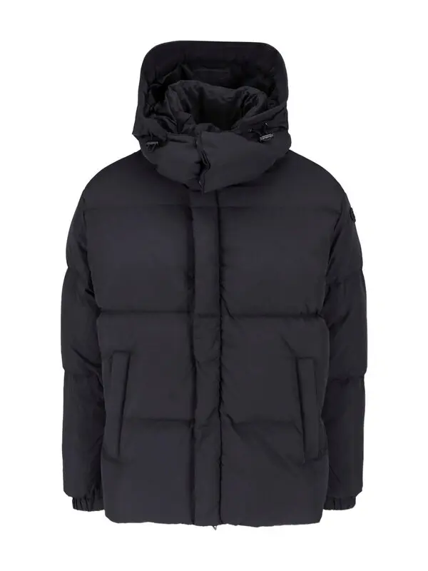 DIESEL® Down Jacket "w Rolfys" With Removable Hood And Logo Embroidery - Black