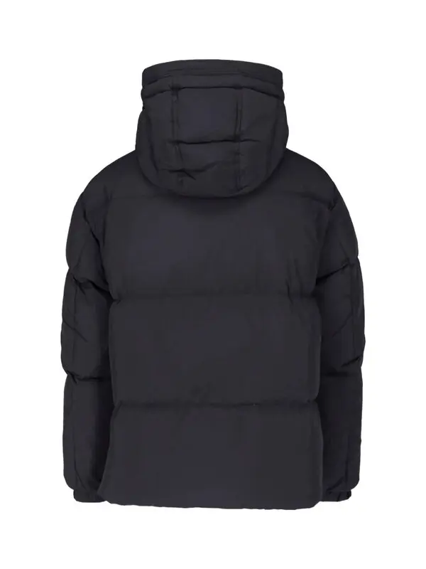 DIESEL® Down Jacket "w Rolfys" With Removable Hood And Logo Embroidery - Black