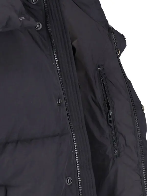 DIESEL® Down Jacket "w Rolfys" With Removable Hood And Logo Embroidery - Black