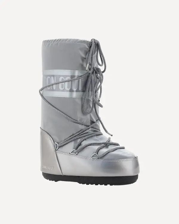 Moon Boot Icon Glance Lace-up Platform Boots - Silver