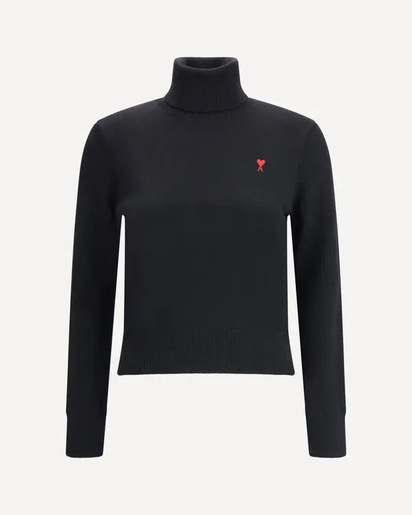 AMI Paris De Coeur Turtleneck Sweater - Black