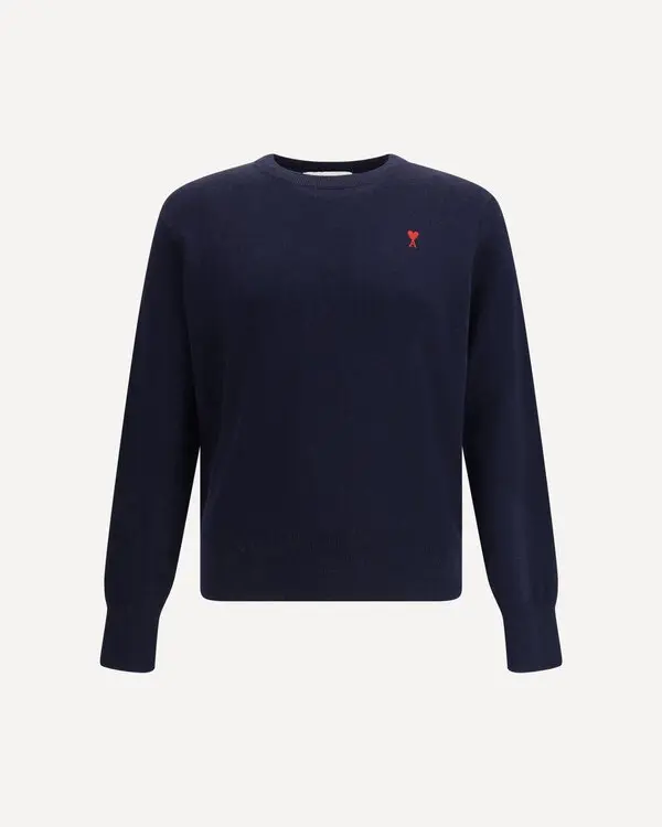 AMI Paris De Coeur Crew Neck Knit Sweater - Blue