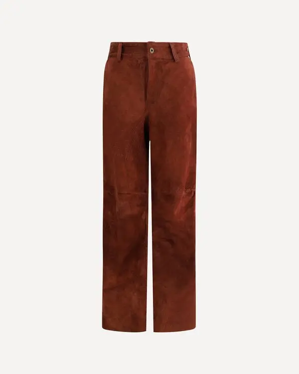 SALVATORE SANTORO Suede High-waisted Straight Leg Trousers