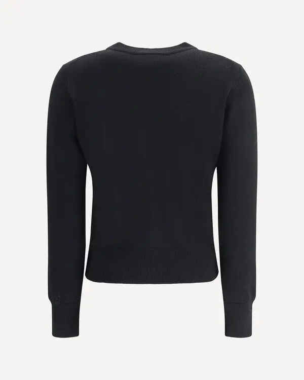 AMI Paris De Coeur Merino Wool Cardigan - Black