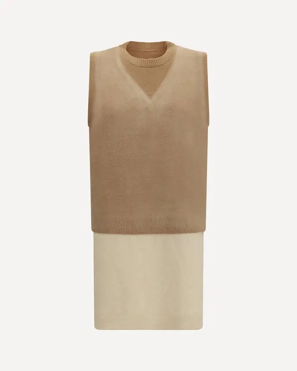 MAISON MARGIELA Double-layer Wool Knit Vest Feale - Beige