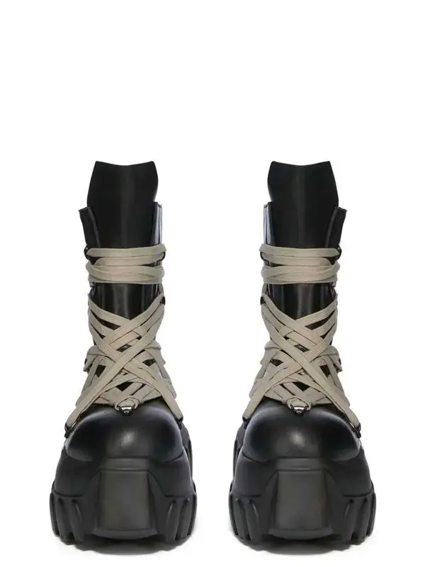 Rick Owens Leather Boots Megalace Mega Tractor