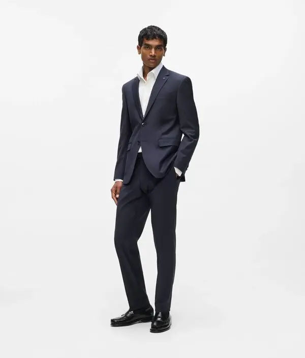 Karl Lagerfeld Slim-fit Wool-blend Pants - Night Blue