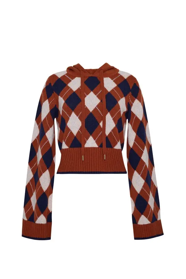 Cara Cara Oakley Argyle Hoodie - Argyle Knit Rust