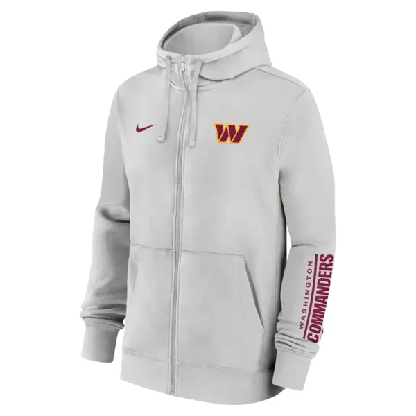 Nike Washington Commanders Club Nfl Full-zip Hoodie - Grey