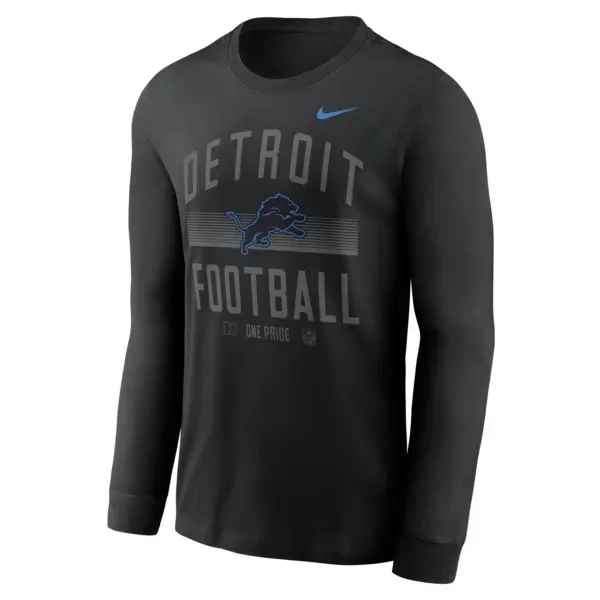 Nike Detroit Lions Essential Dri-fit Nfl Long-sleeve T-shirt - Black