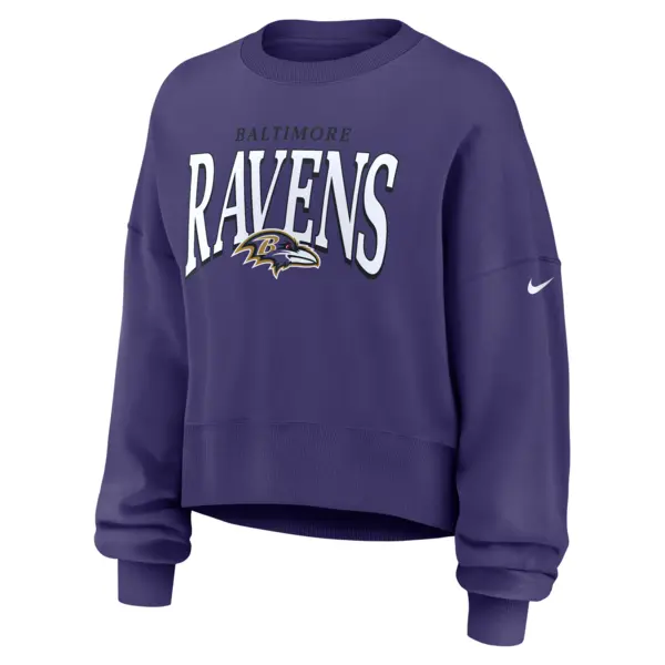 Nike Baltimore Ravens Rewind Phoenix Nfl Oversized Pullover Crew - Purple