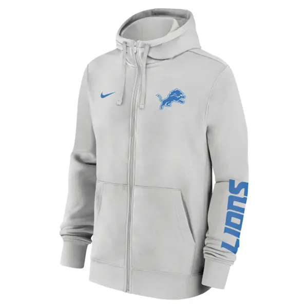 Nike Detroit Lions Club Nfl Full-zip Hoodie - Grey
