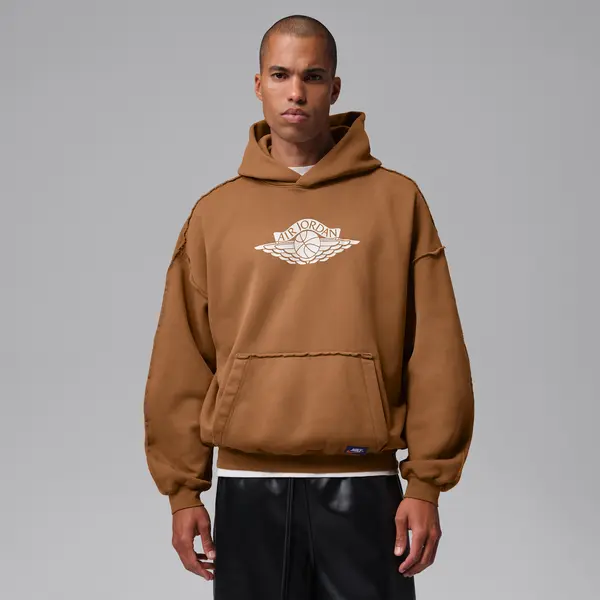JORDAN Flight Wings Fleece Pullover Hoodie - Brown