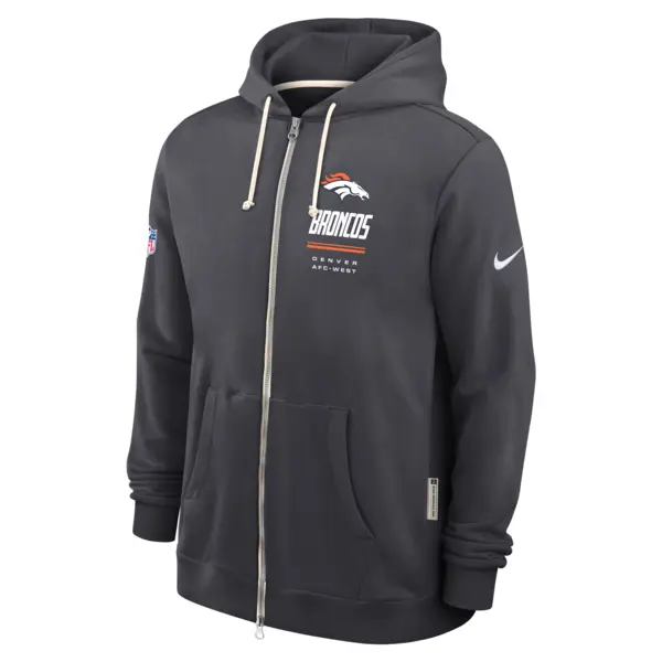 Nike Denver Broncos Sideline Standard Issue Dri-fit Nfl Full-zip Hoodie - Grey