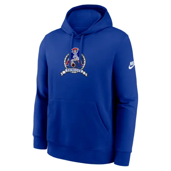 Nike New England Patriots Rewind Club Nfl Pullover Hoodie - Blue