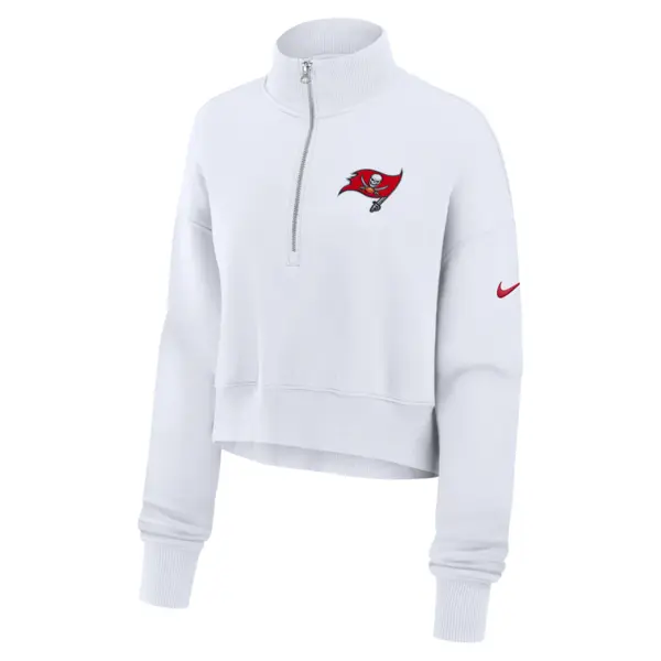 Nike Tampa Bay Buccaneers Primetime Phoenix Nfl Oversized Cropped 1/4-zip Crew - White