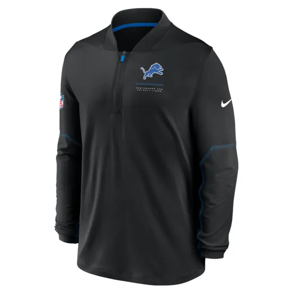 Nike Detroit Lions Sideline Dri-fit Nfl 1/2-zip Top - Black