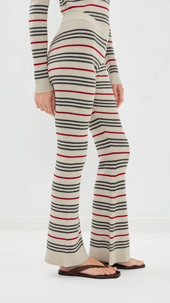THE ELDER STATESMAN Libeccio Rib Stripe Flare Pants
