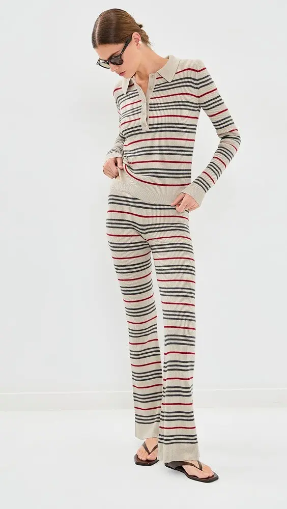 THE ELDER STATESMAN Libeccio Rib Stripe Flare Pants