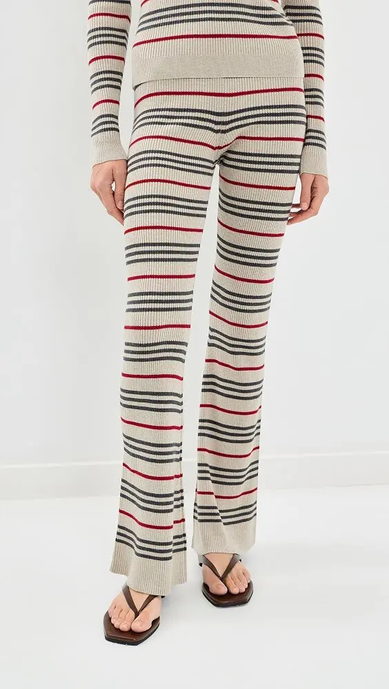 THE ELDER STATESMAN Libeccio Rib Stripe Flare Pants