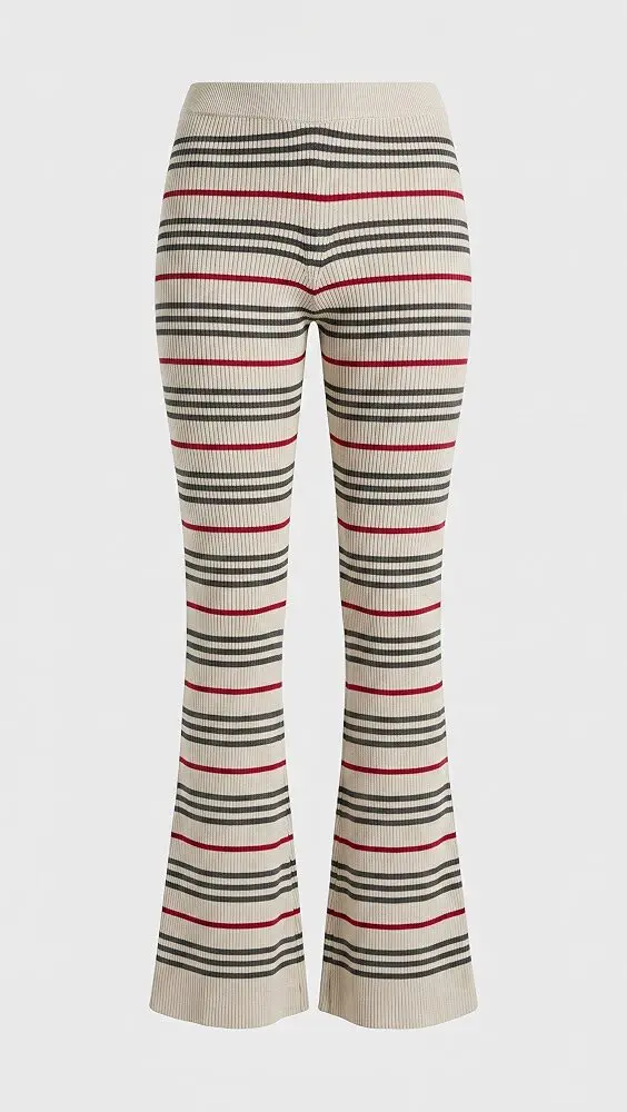 THE ELDER STATESMAN Libeccio Rib Stripe Flare Pants