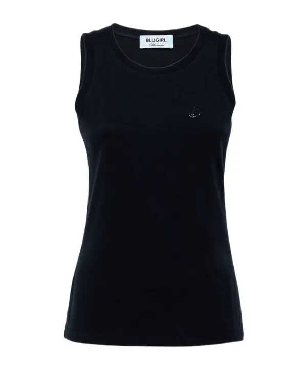 BLUGIRL Round Neck Sleeveless Vest - Black