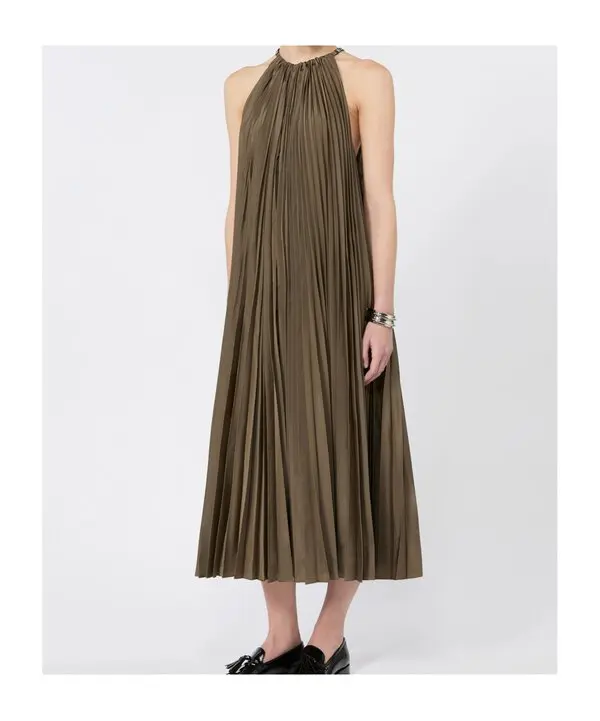 Max Mara Pleated Halterneck Midi Dress