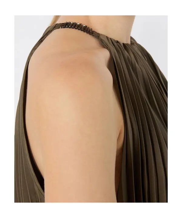 Max Mara Pleated Halterneck Midi Dress