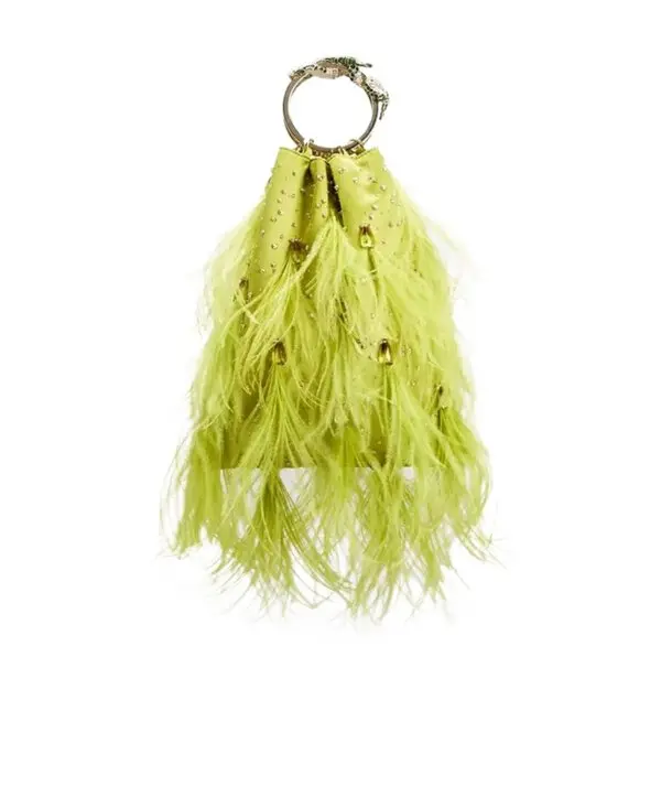 Valentino Garavani Crystal And Feather-trimmed Handbag