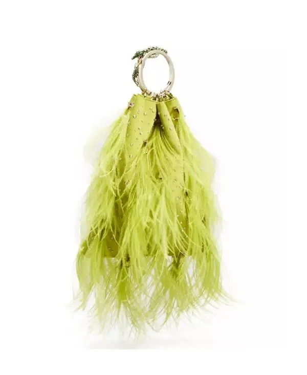 Valentino Garavani Crystal And Feather-trimmed Handbag