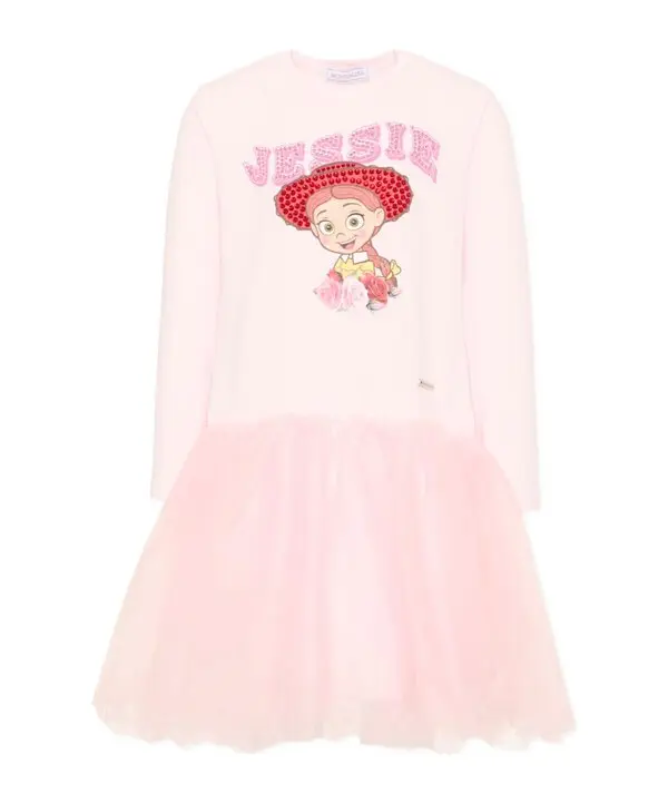 Monnalisa Jessie Tulle-skirt Panelled Dress - Pink